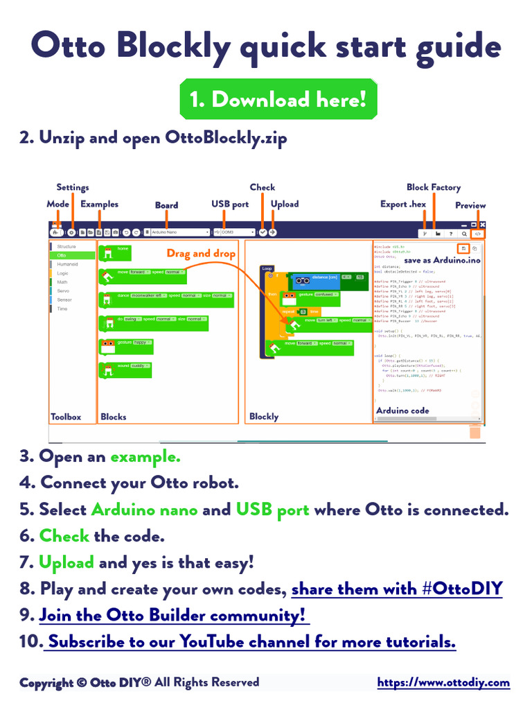 Otto Blockly Quick Start Guide | PDF