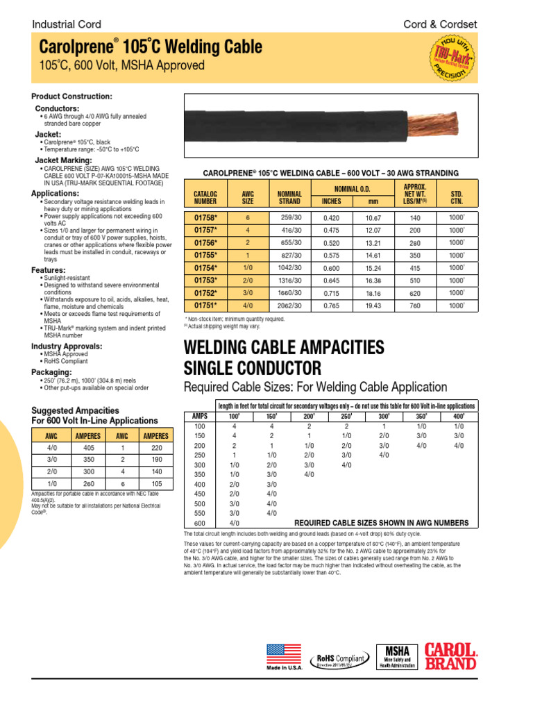 Welding Wire Spec Sheet | Download Free PDF | Electrical Conductor ...