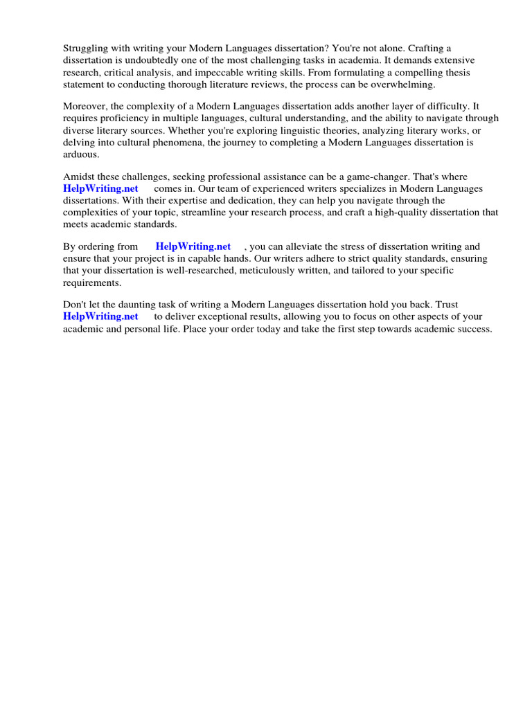 Modern Languages Dissertation | PDF | Linguistics | English As A Second ...