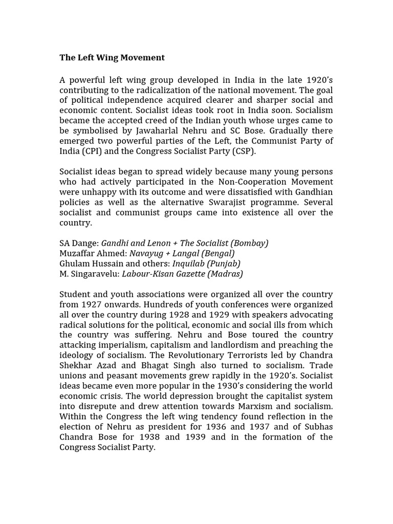 The Left Wing Movement | PDF
