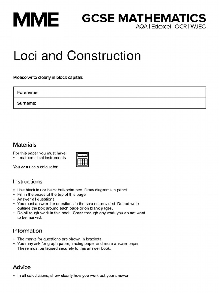 Loci and Construction GCSE Practice | PDF | Euclidean Plane Geometry ...