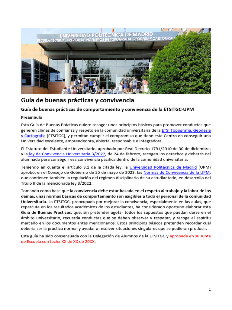Guia - Convivencia - ETSITGC - v1.2 - L | PDF | Salón de clases
