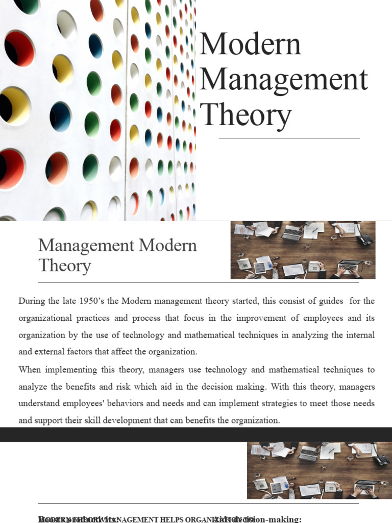 Modern Management Theory Powerpoint | PDF | System | Leadership