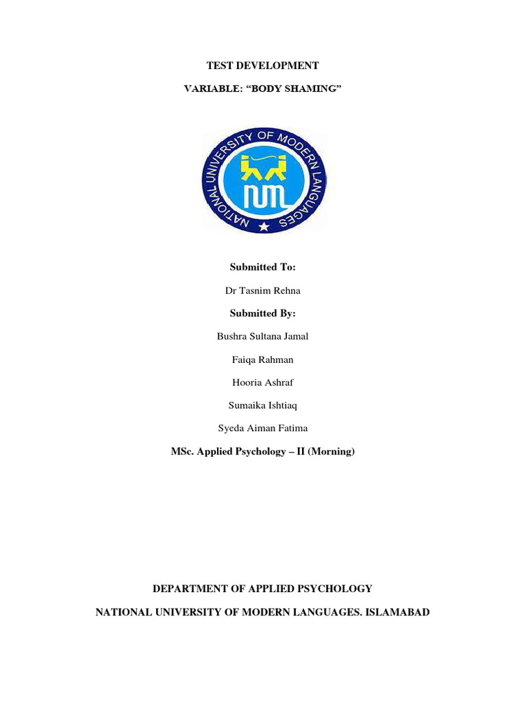 Body Shaming Scale Development | PDF | Self Esteem | Obesity