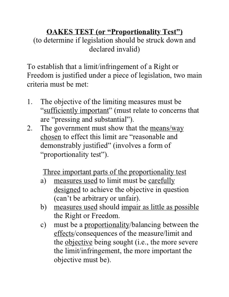 Understanding the Oakes Proportionality Test | PDF | Finance & Money ...