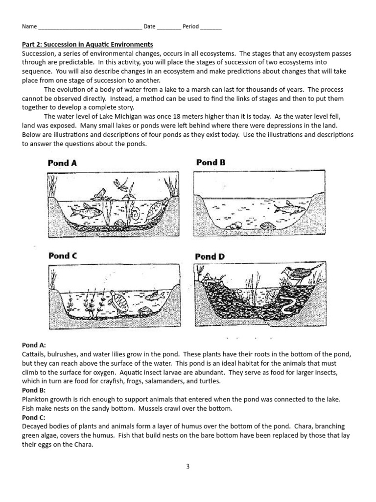 Ecological Succession Aquatic - Student | PDF | Pond | Ecology