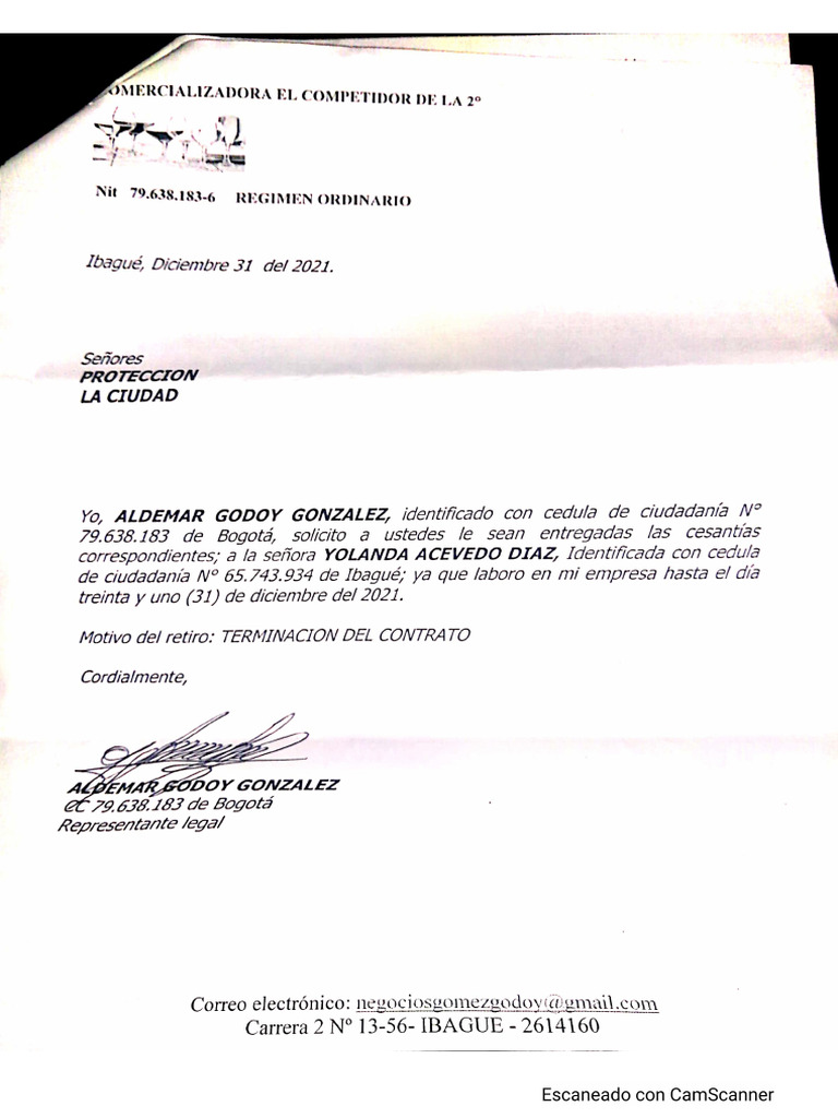 Carta Retiro Cesantias | PDF