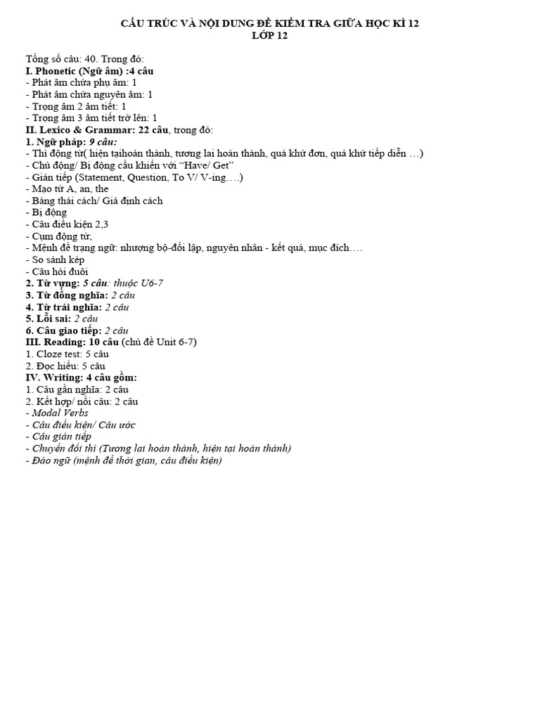 Đề Cương 12-GK2 | PDF