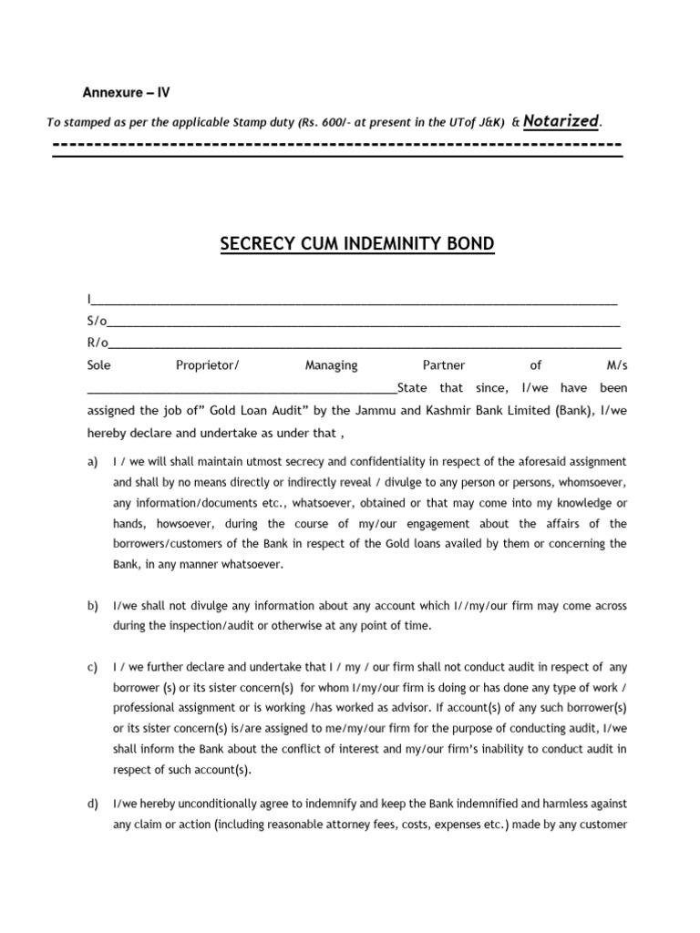 Secrecy Bond-31-08-2020 | Download Free PDF | Indemnity | Business
