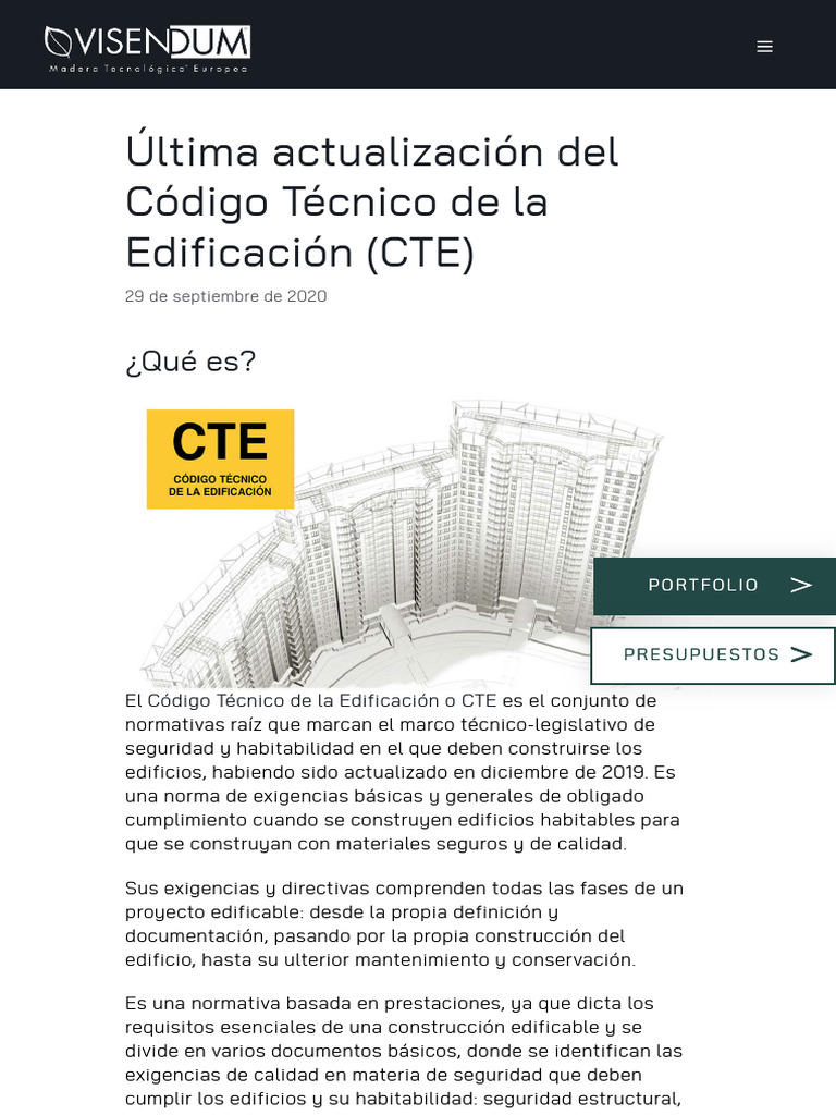 Última Actualización Del Código Técnico de La Edificación (CTE) . | PDF | edificio