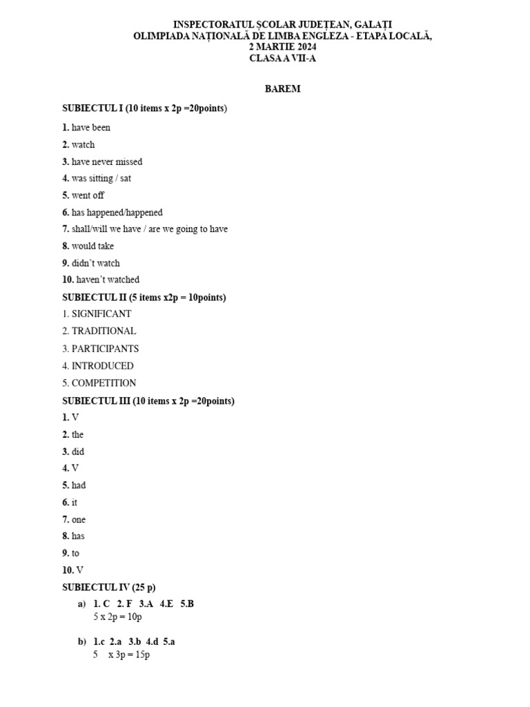 Bareme Gimnaziu | PDF