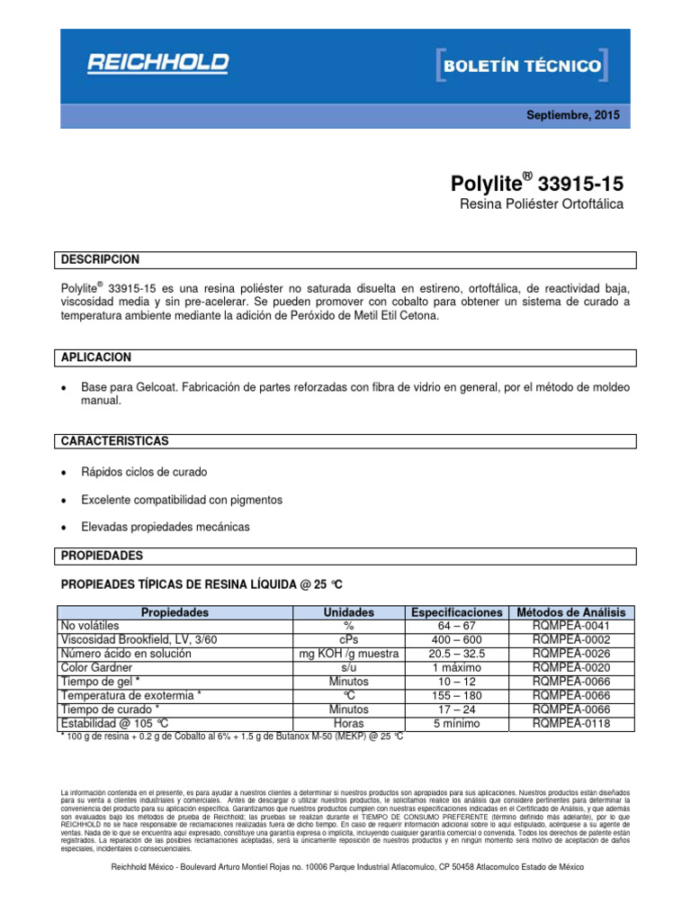 Polylite 33915-15 | PDF | Materiales | Sustancias químicas