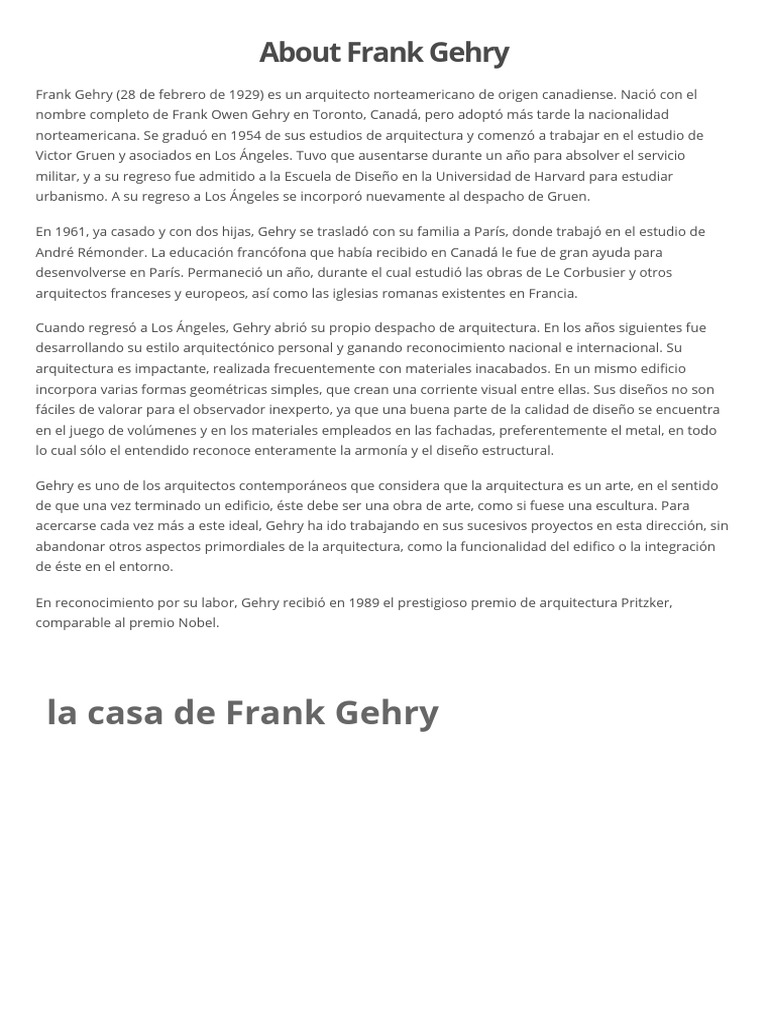 About Frank Gehry | PDF