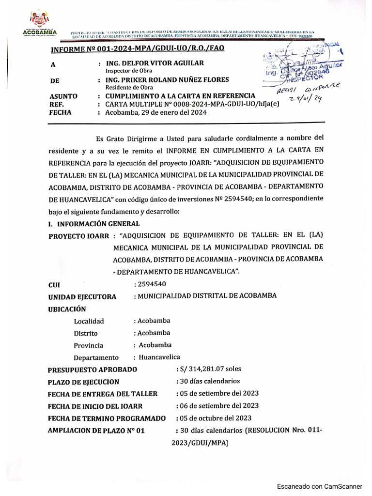 Informe N° 001-2024 | PDF