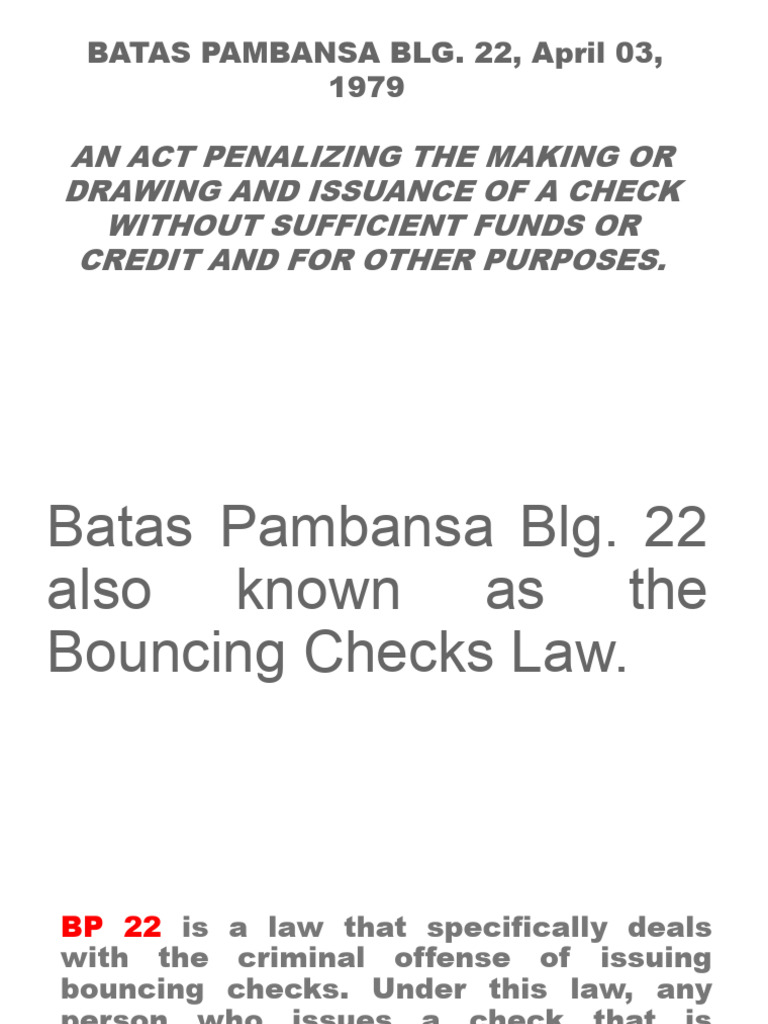 BP 22 | PDF | Criminal Justice | Crime & Violence