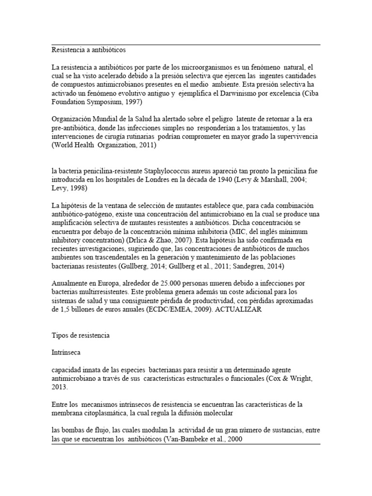 Resistencia A Antibióticos | PDF | Resistencia antimicrobiana | Las bacterias