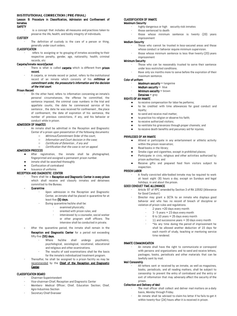 Institutional Correction Prefinals | Download Free PDF | Prison ...