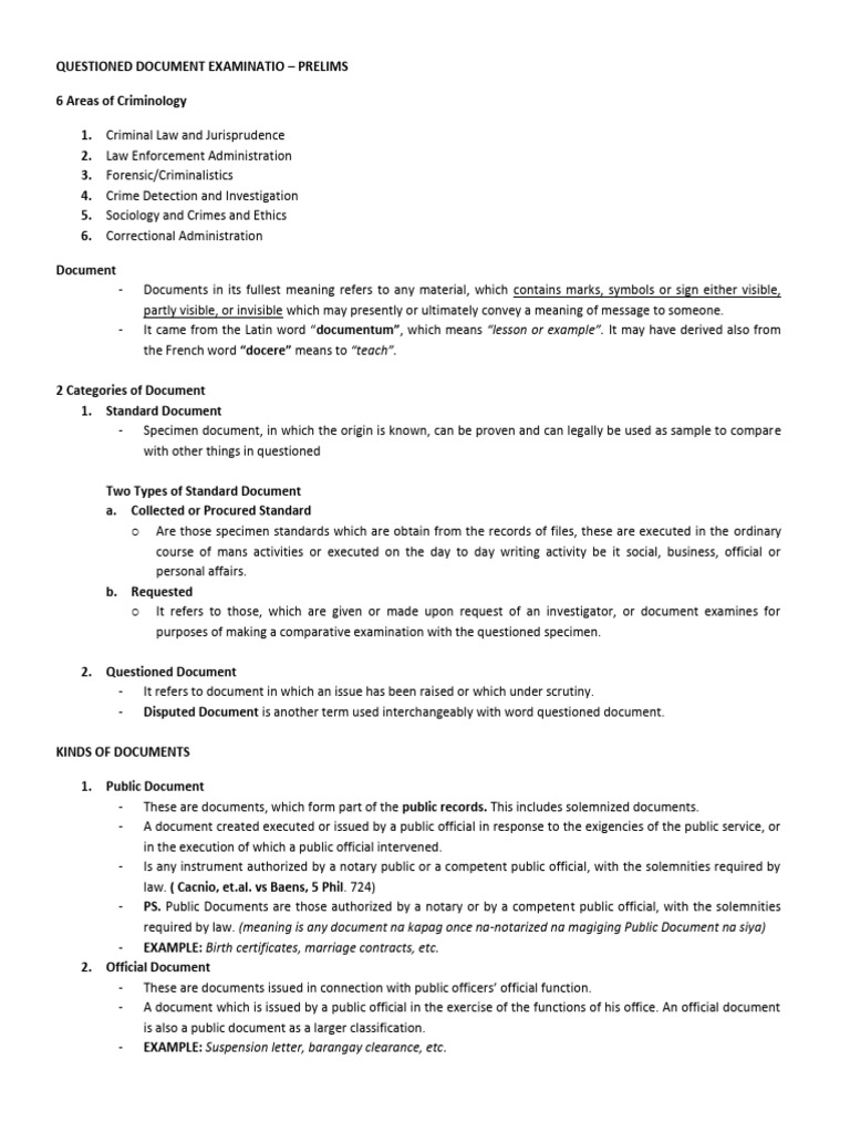 Questioned Document Examination Prelims 2.0 | PDF | Ink | Writing