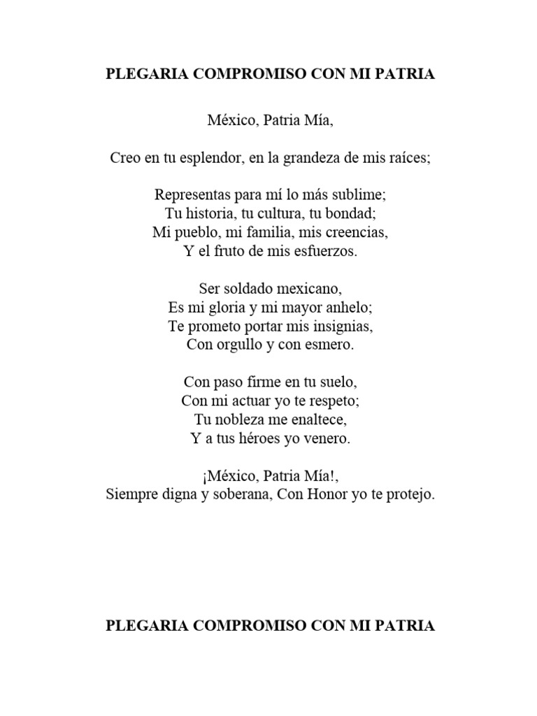 Plegaria Compromiso Con Mi Patria | PDF