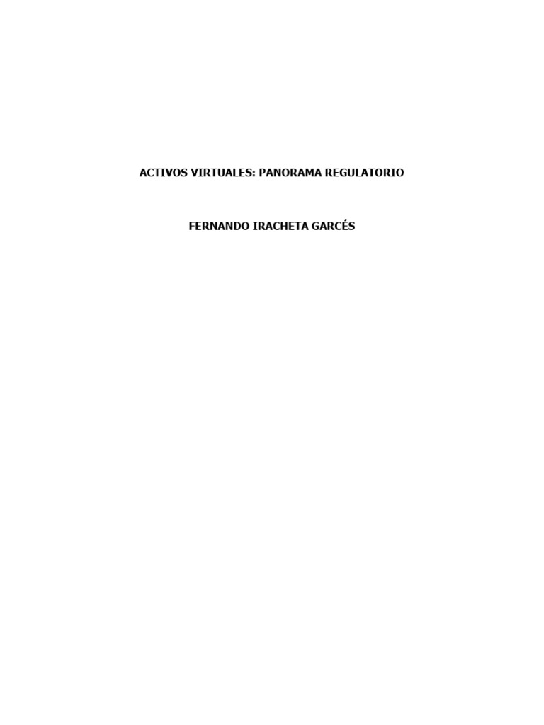 Activos Virtuales Panorama Regulatorio | PDF | Bitcoin | Internet