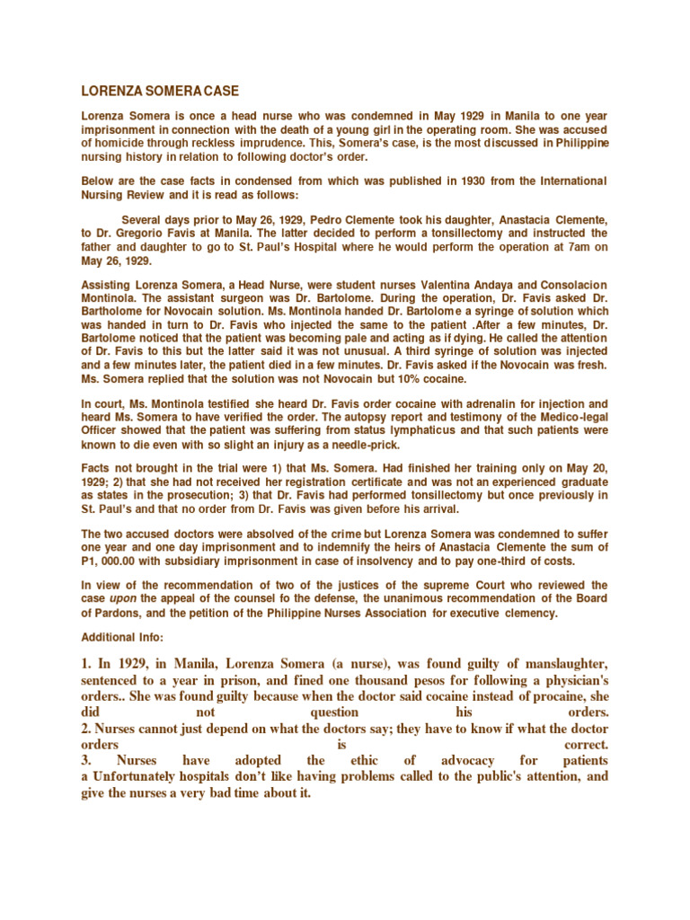 Lorenza Somera Case | Download Free PDF | Pardon | Nursing