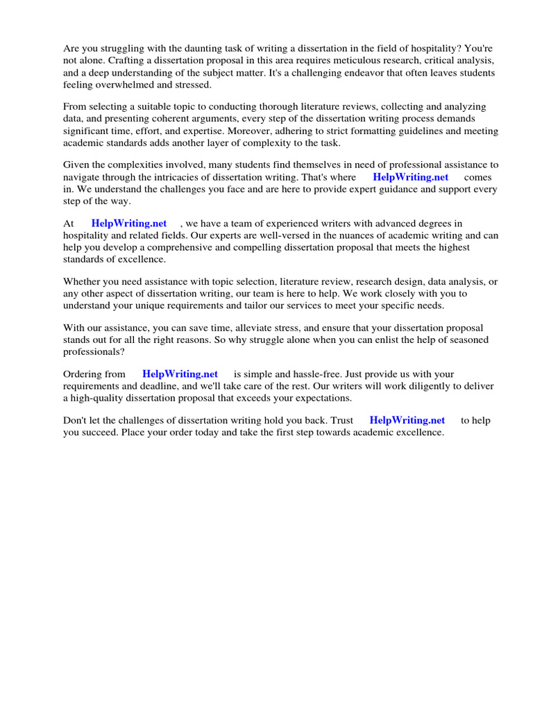 Hospitality Dissertation Proposal | PDF | Microsoft Word | Thesis