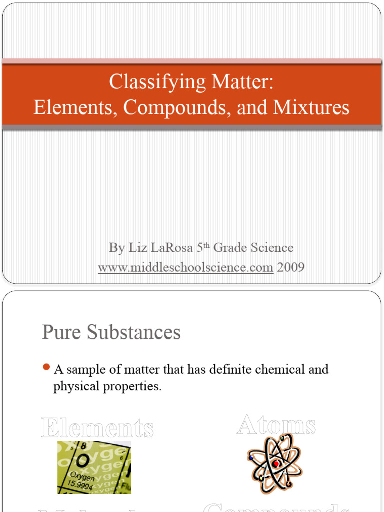 Elements Compounds Mixtures | PDF | Chemical Substances | Chemistry