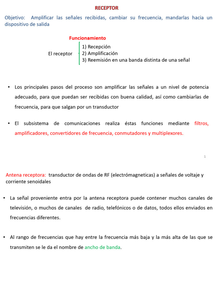 Receptores: Amplificación y Frecuencia | PDF | Amplificador | Filtro ...