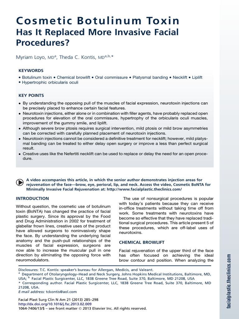 Botulinum Toxin in Facial Rejuvenation | PDF | Botulinum Toxin | Lip