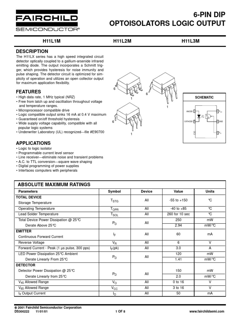 H11L1 | PDF | Electronics | Electrical Equipment