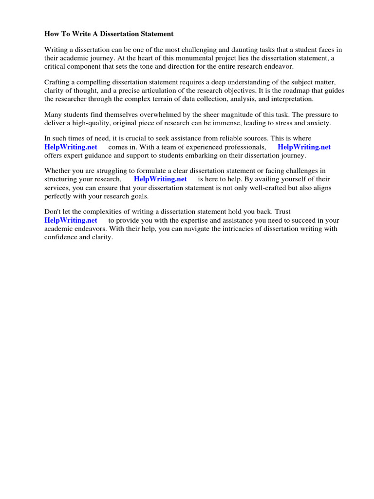 How To Write A Dissertation Statement Pdf Thesis Essays