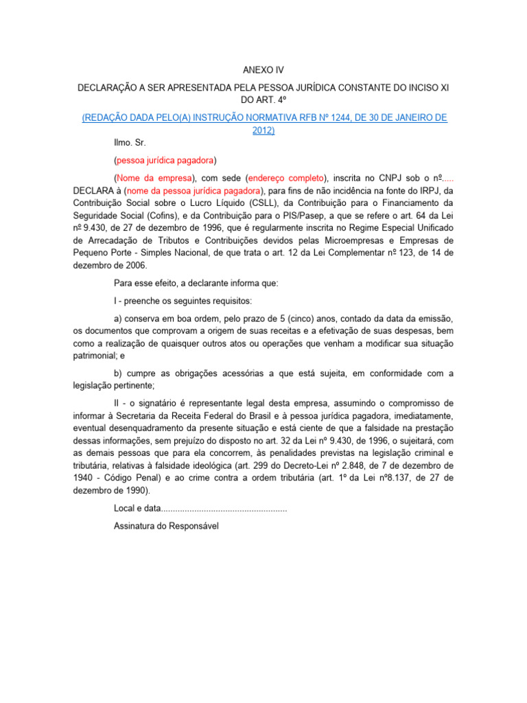 Modelo Declaracao Simples | PDF