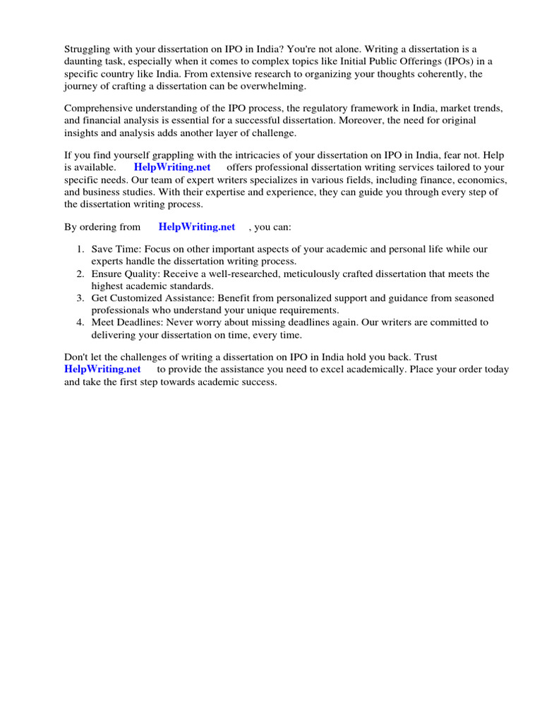 Dissertation On Ipo in India | PDF | Initial Public Offering | Stocks