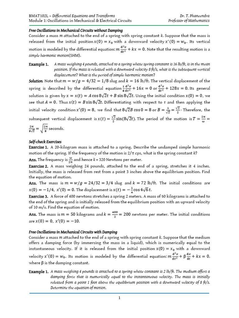 Applications Problems | Download Free PDF | Damping | Volt