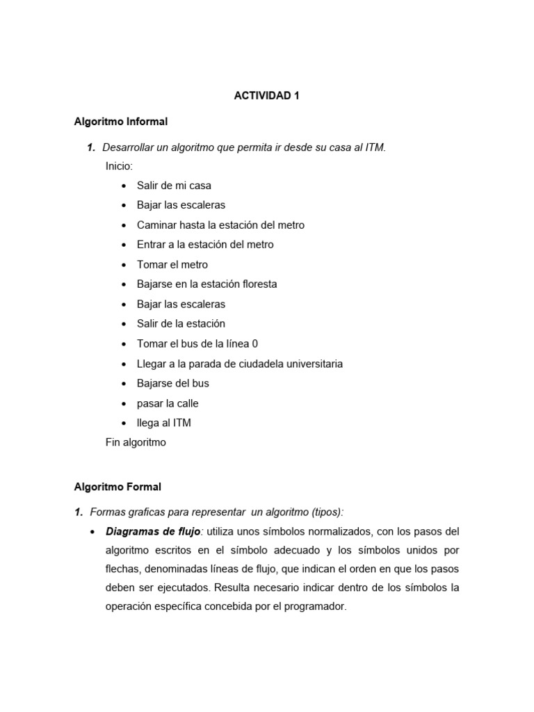 Algoritmo Informal y Formal | PDF | Lenguaje de programación ...