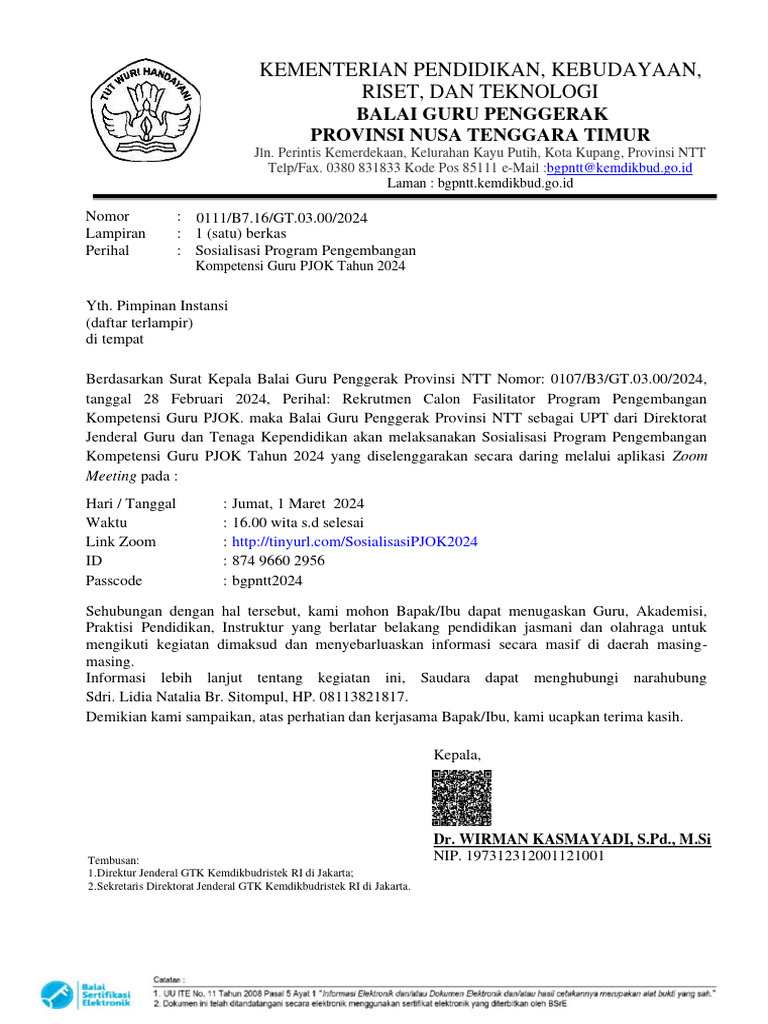 BGP NTT - Und Sosialisasi Pjok | PDF