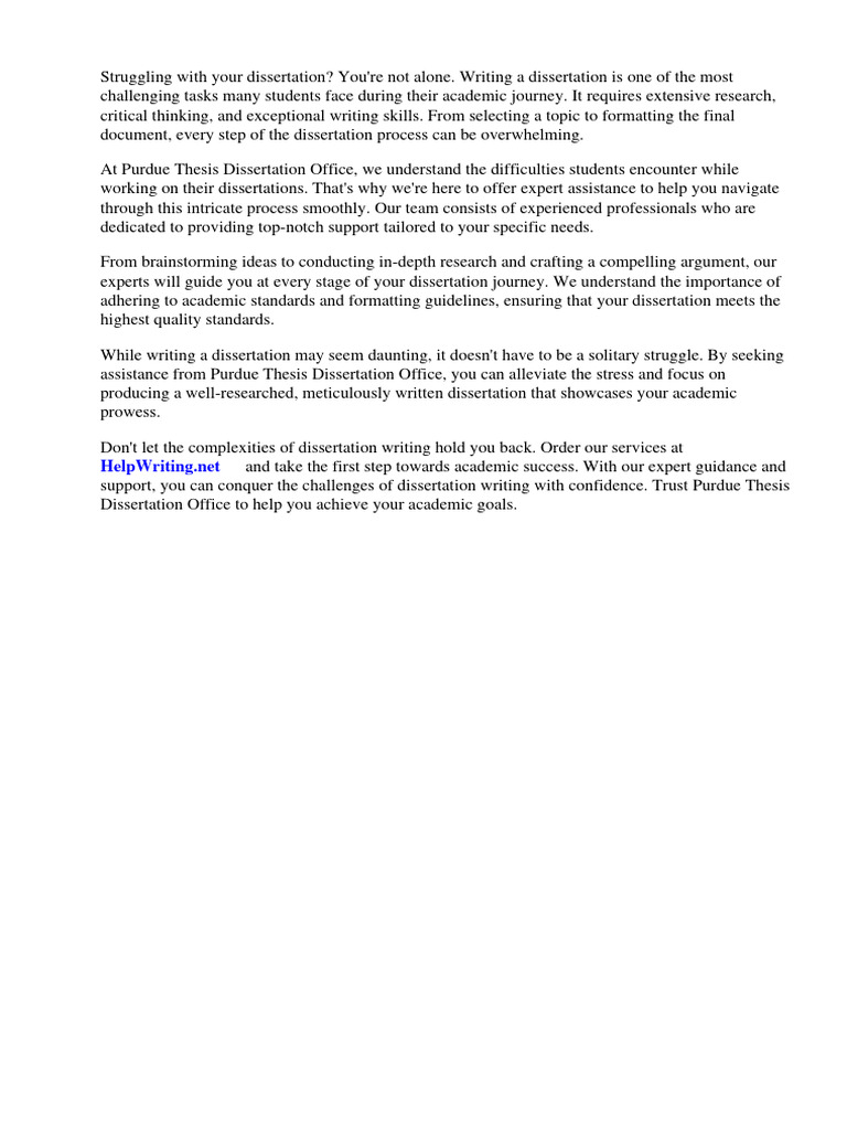 Expert Dissertation Assistance at Purdue | PDF | Thesis