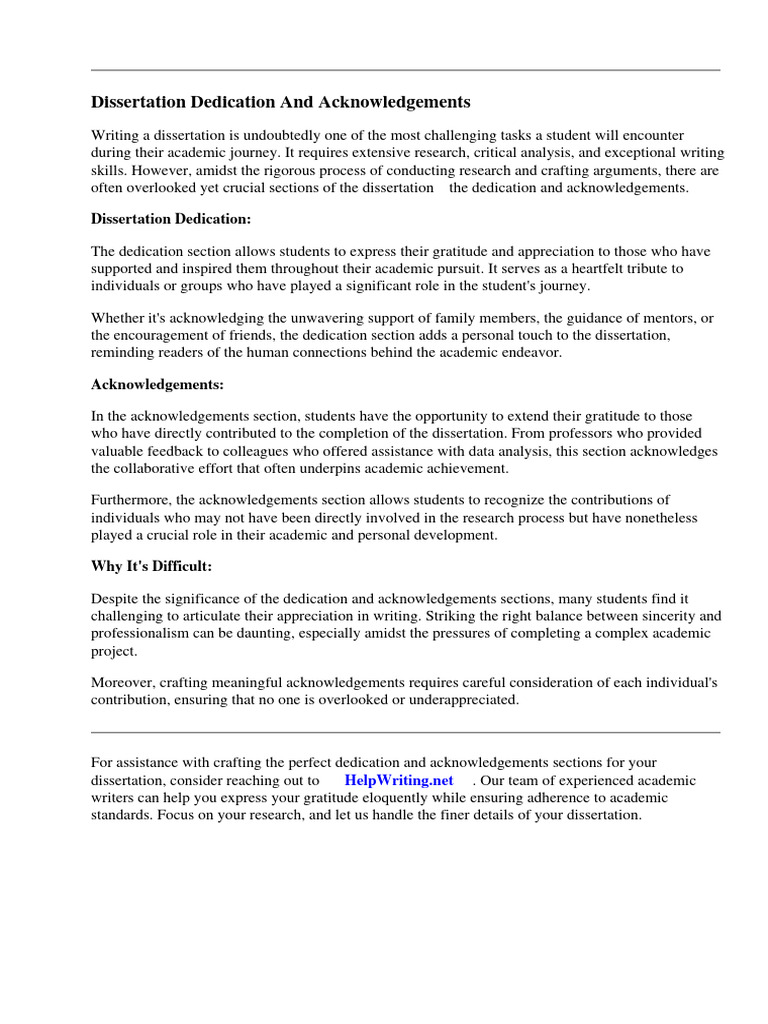 Dissertation Dedication and Acknowledgements | PDF | Thesis | Essays Dissertation Dedication and Acknowledgements | PDF | Thesis | Essays