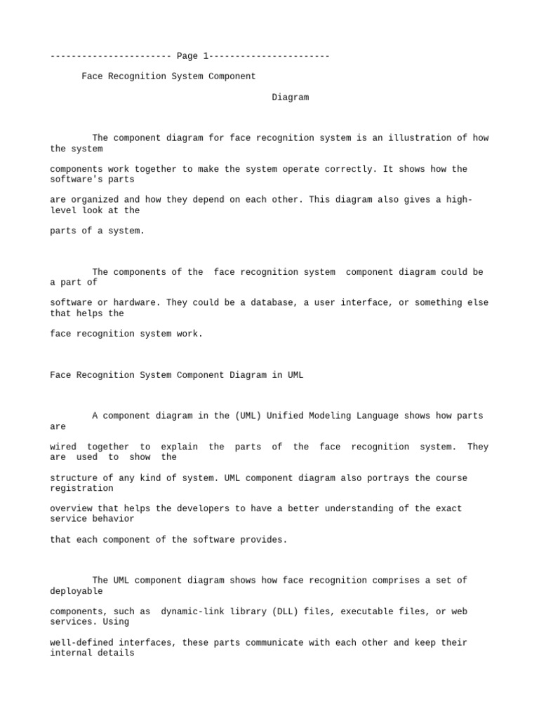 Face Recognition System Component Diagram PDF | PDF | Unified Modeling ...