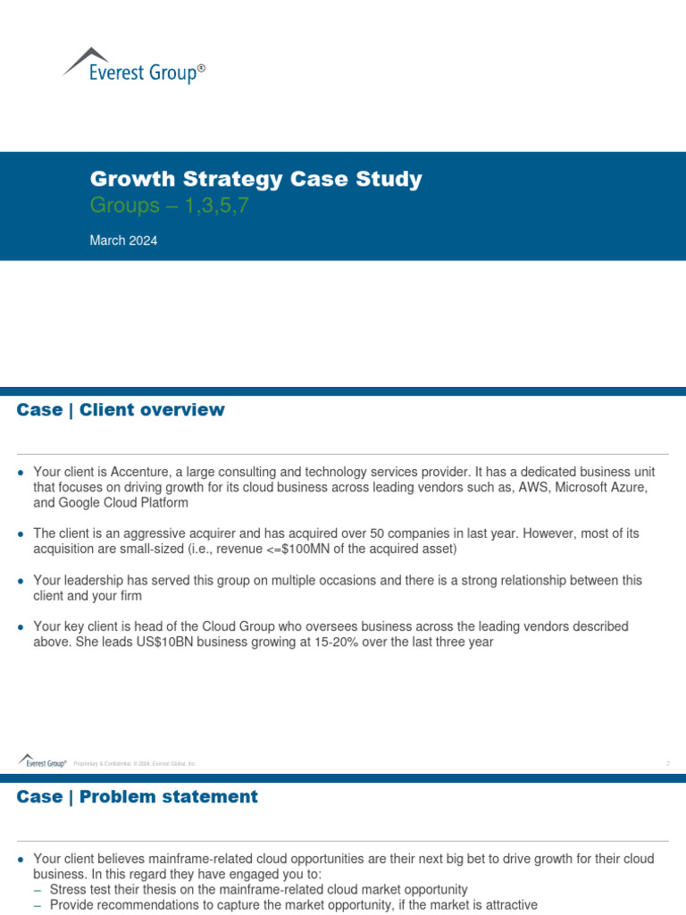 Case Study 1-Everest Group-Growth Strategy Case-2024 | PDF | Cloud ...