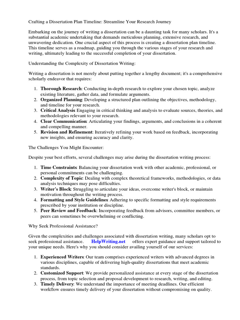 Dissertation Timeline Planning Guide | PDF | Thesis | Methodology