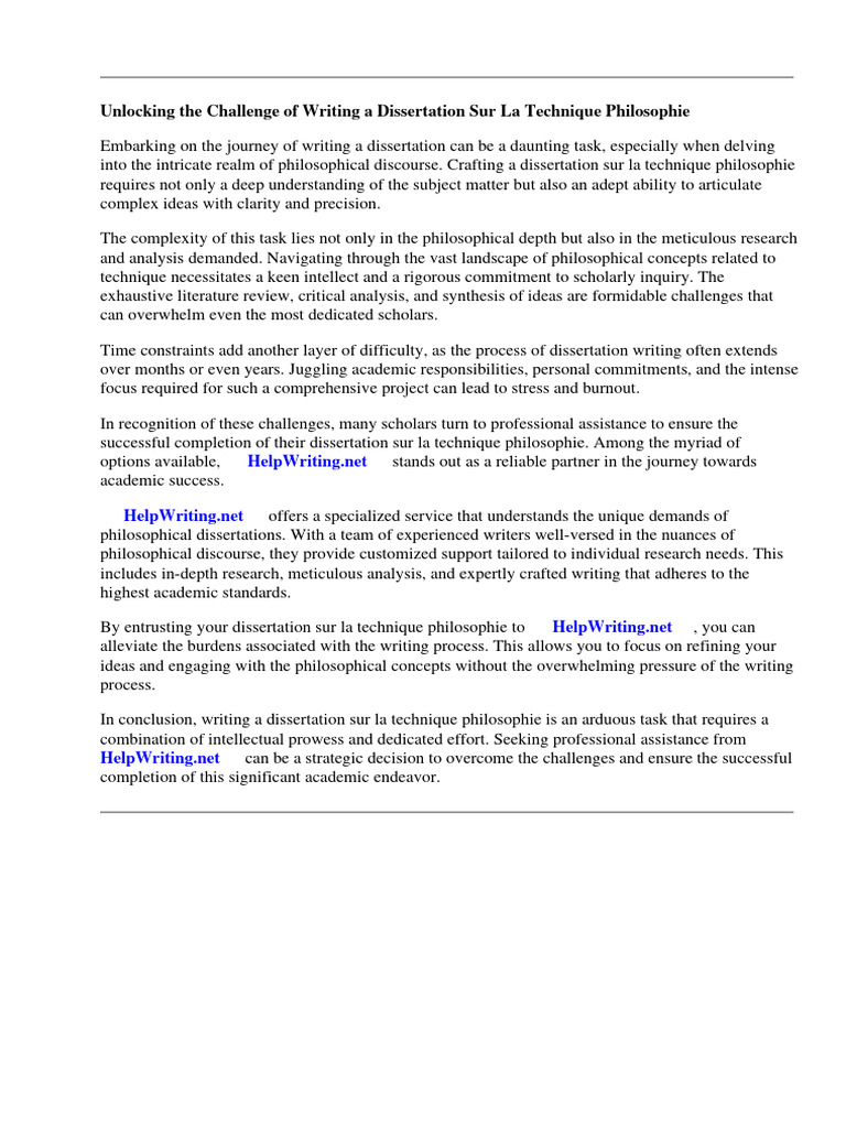 Dissertation Sur La Technique Philosophie | PDF | Thesis | Essays