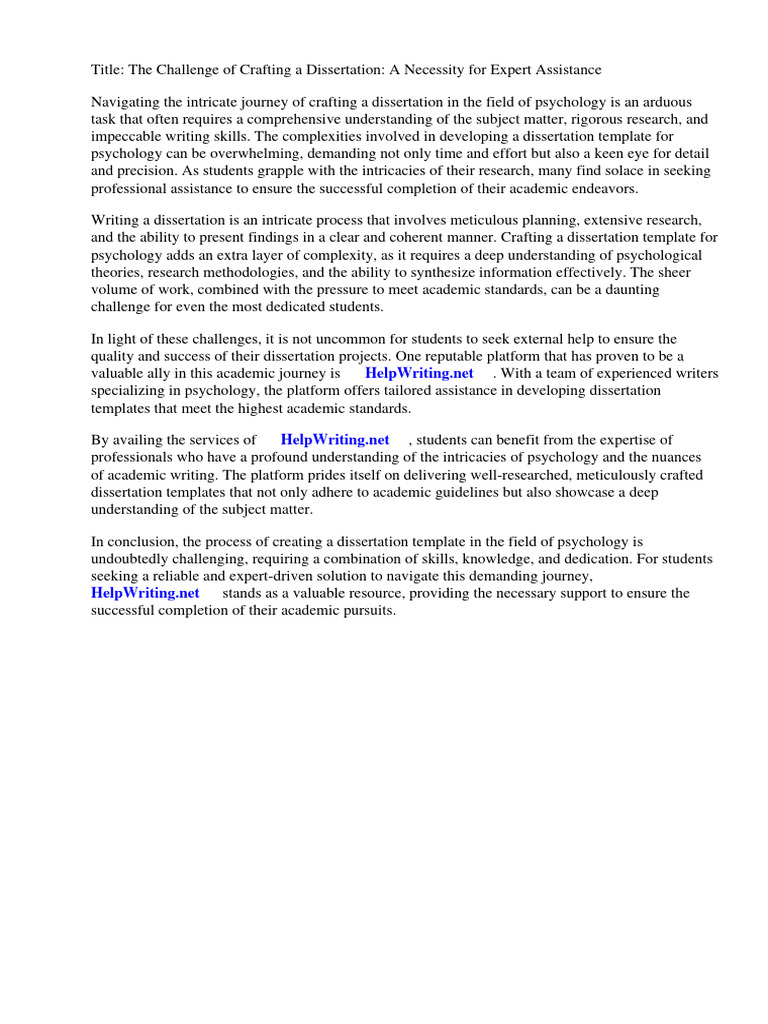 Dissertation Template Psychology | PDF | Thesis | Psychology