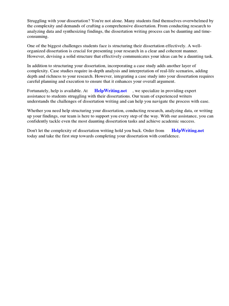Dissertation Structure Including Case Study | PDF | Thesis | Essays
