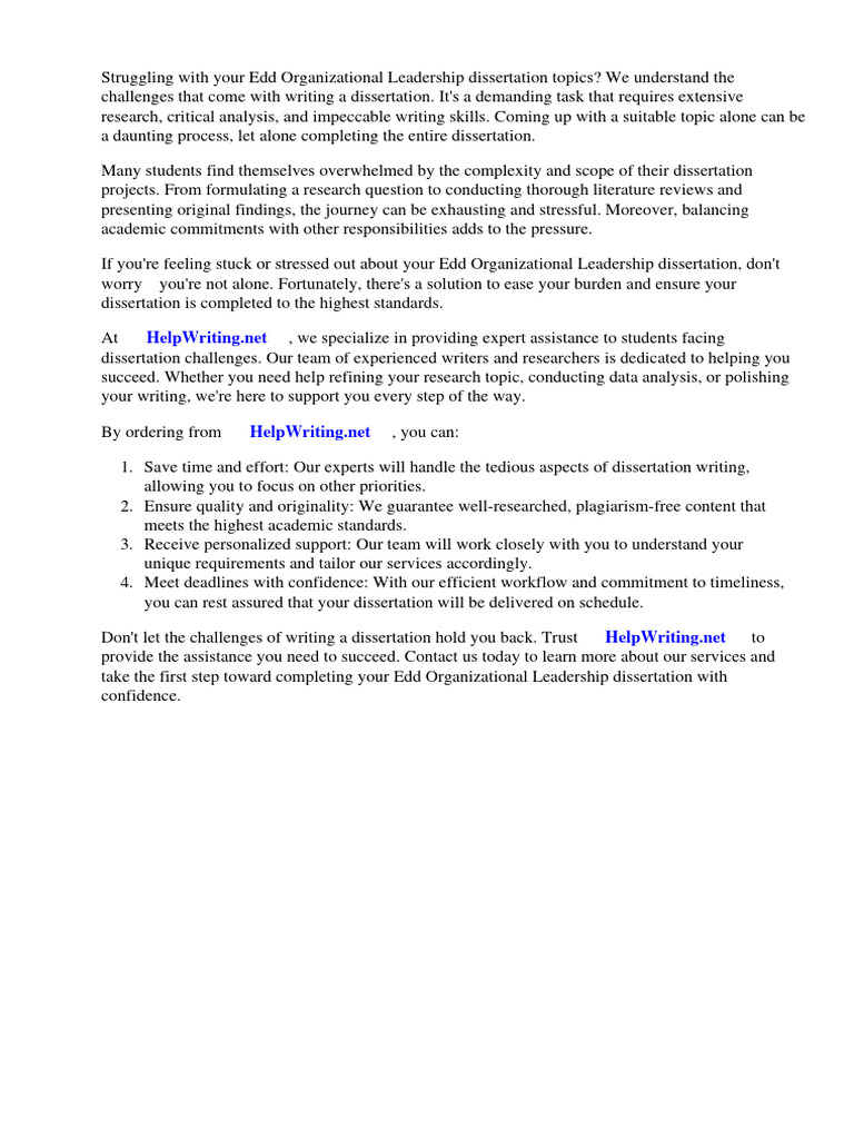 Edd Organizational Leadership Dissertation Topics | PDF | Leadership ...