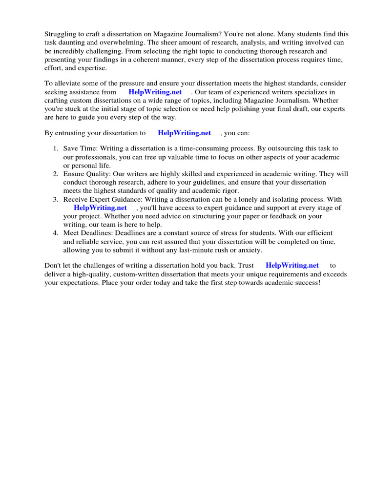 Magazine Journalism Dissertation Topics | PDF | Journalism | News