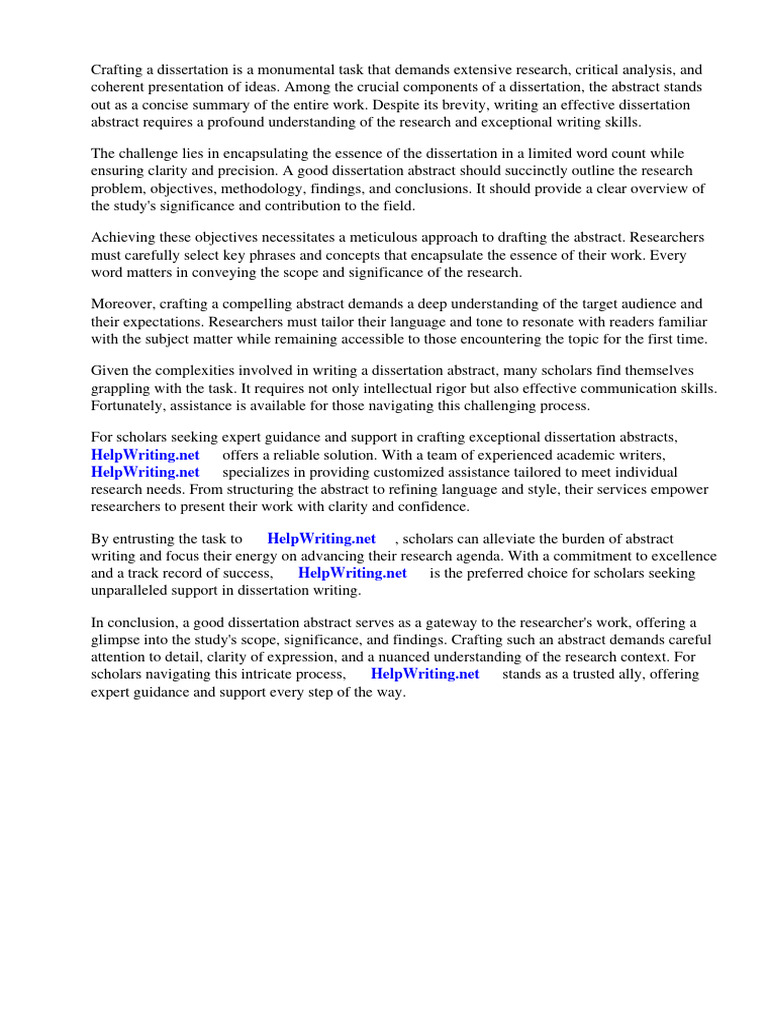 What Makes A Good Dissertation Abstract | PDF | Thesis | Abstract (Summary)