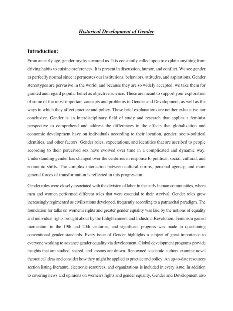 Historical Development of Gender | PDF | Gender Studies | Gender