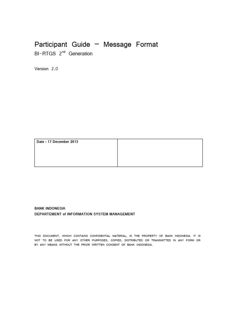 Participant Guide - Message Format BI-RTGS - v2.0 | PDF | Debit Card ...