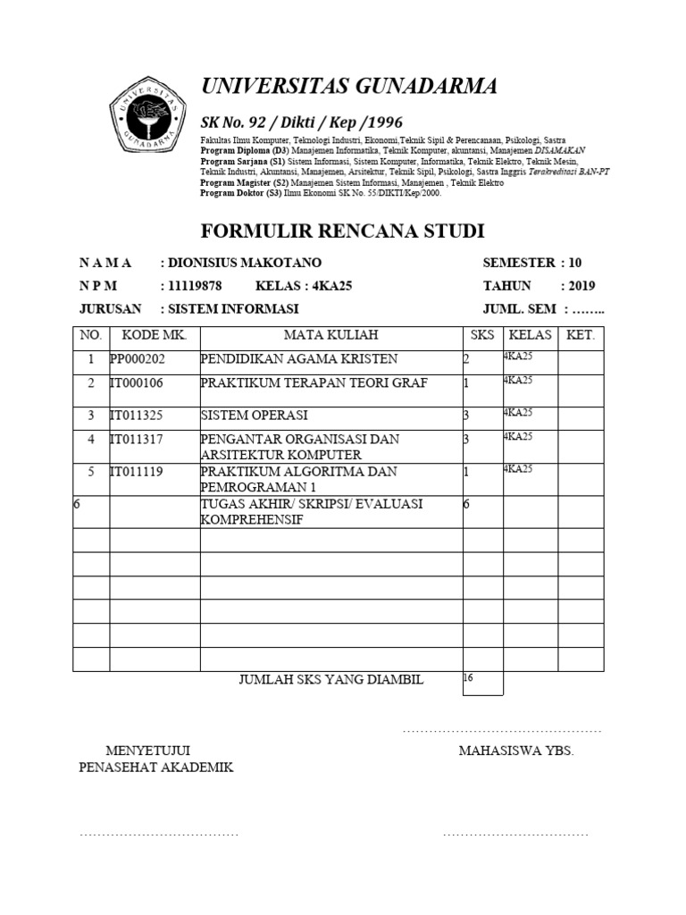 Panduan KRS Universitas Gunadarma | PDF